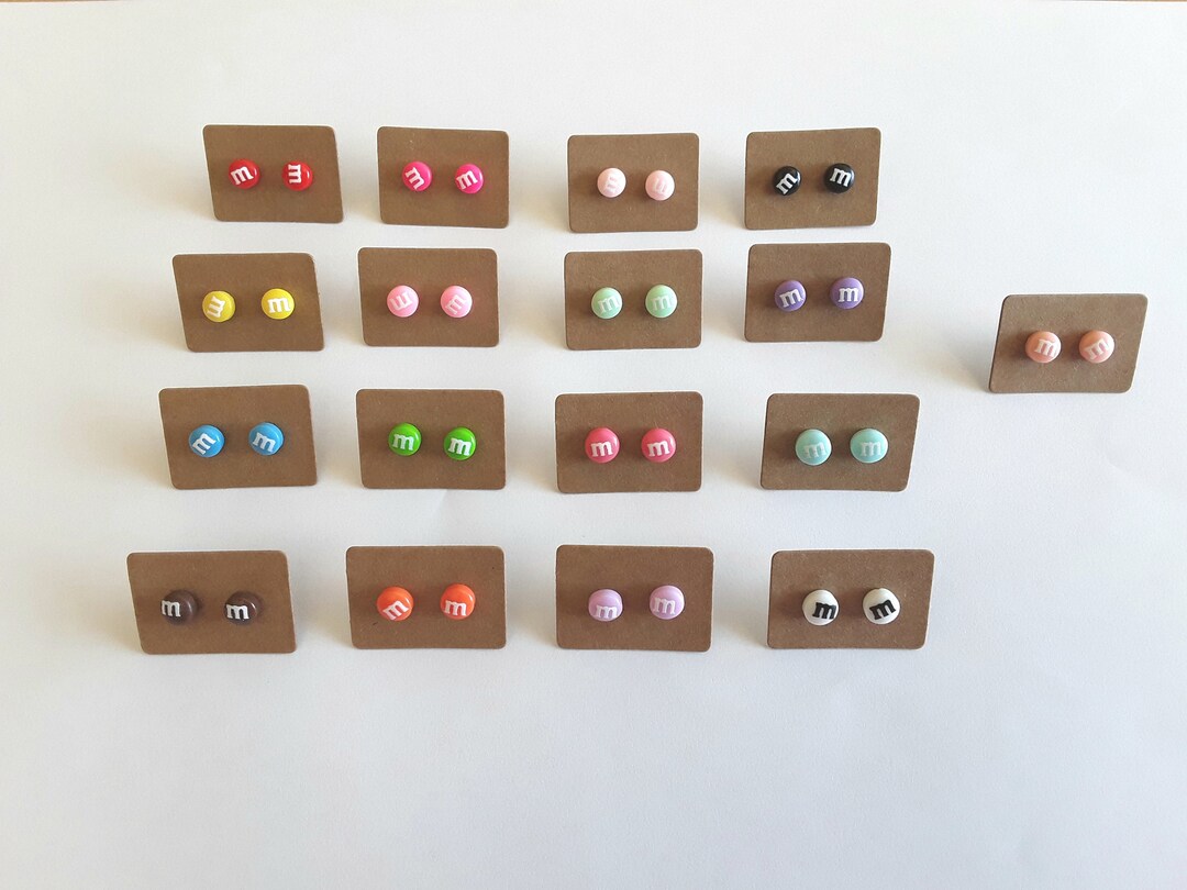 Mini Resin M&M Inspired Earrings - Etsy