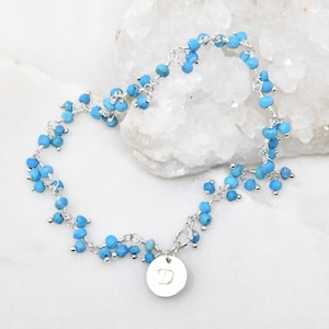 Turquoise Bracelet, Sterling Silver Clasp & Custom Stamped Personalized ...