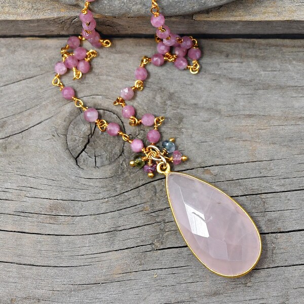 Pink Stone Pendant - Etsy