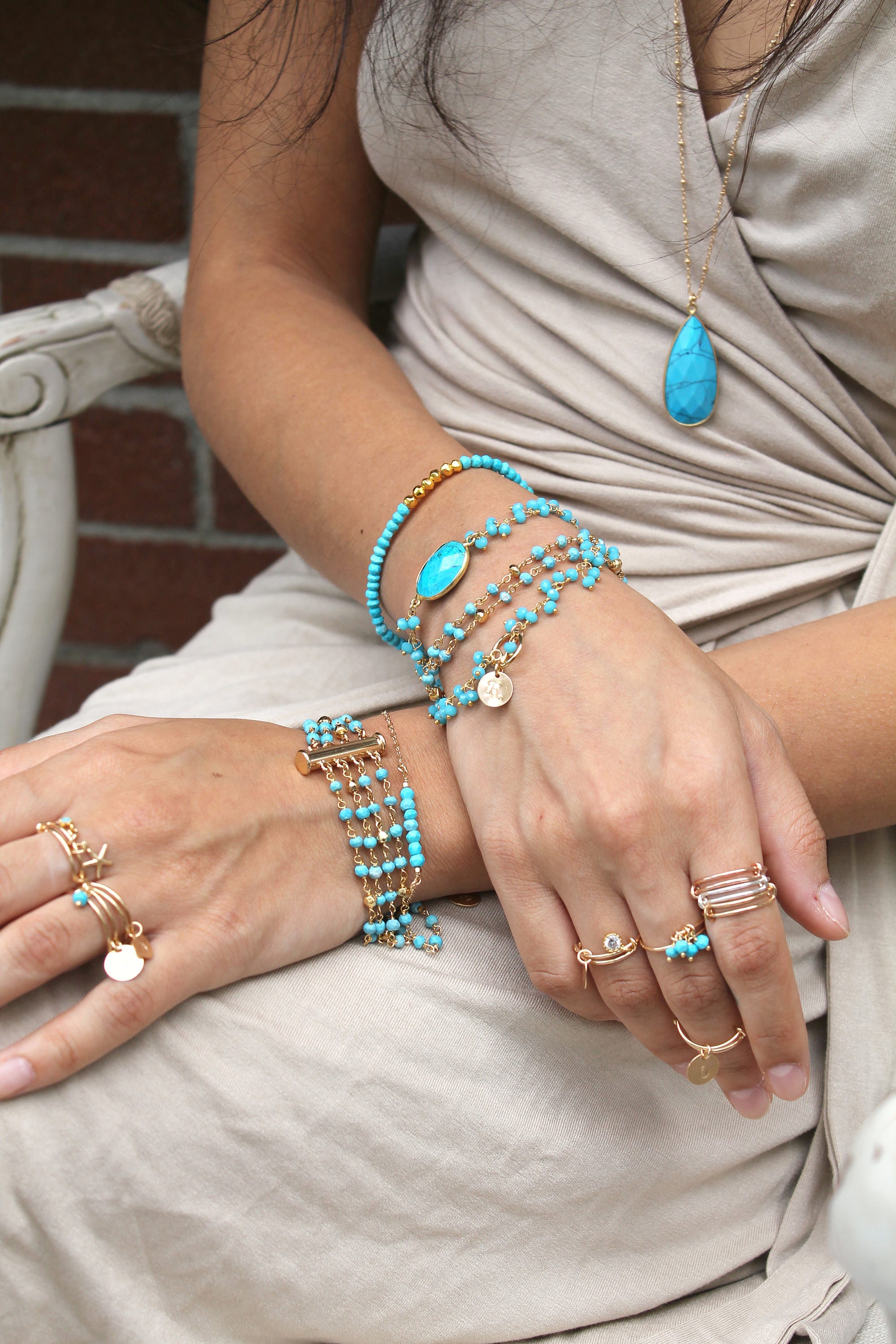 Turquoise bead bracelet beaded gemstone custom stamped | Etsy