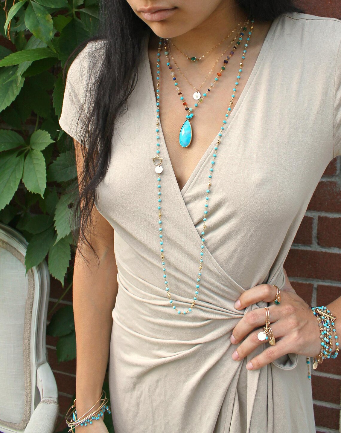 Turquoise Necklace Genuine Turquoise Large Teardrop Pendant - Etsy