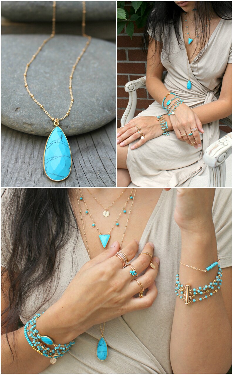 Turquoise Necklace Genuine Turquoise Large Teardrop - Etsy Canada