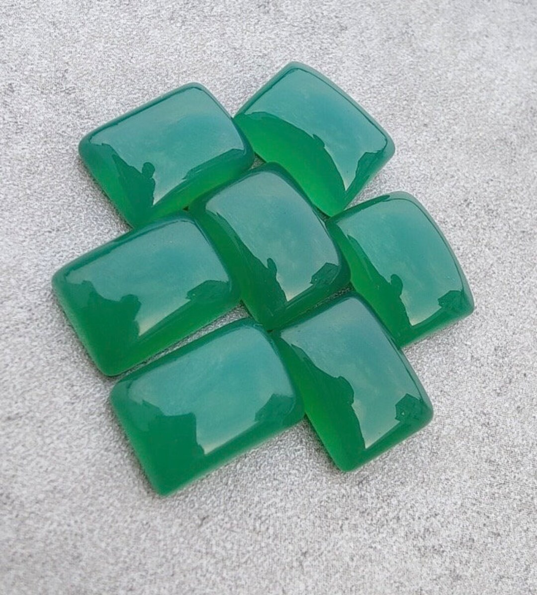 Natural Green Onyx Rectangle Shape Cabochon 10pcs Pack, Green Onyx ...