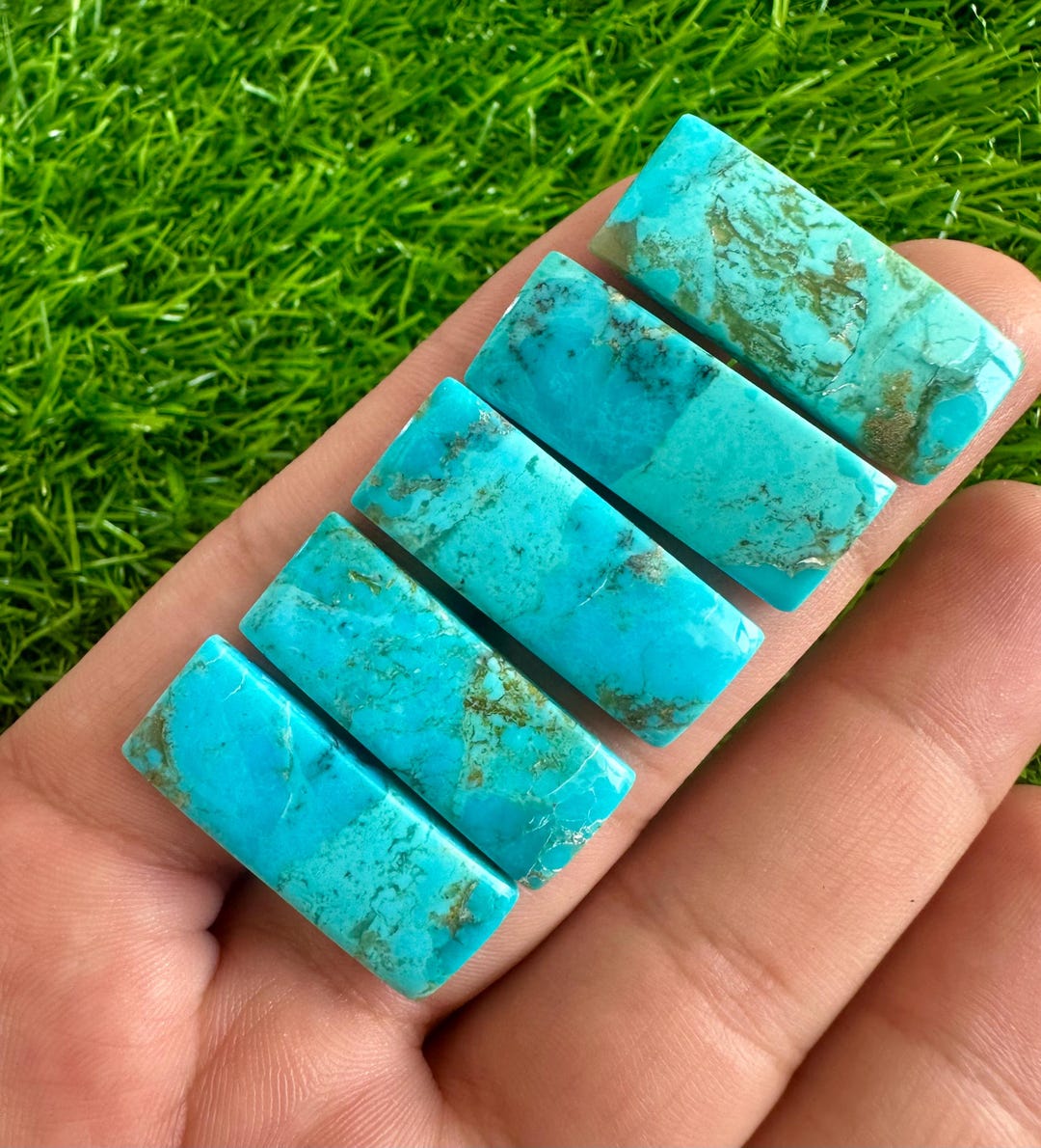 Natural Blue Mohave Turquoise 12x30mm Rectangle Cabochon 5pcs Lot ...
