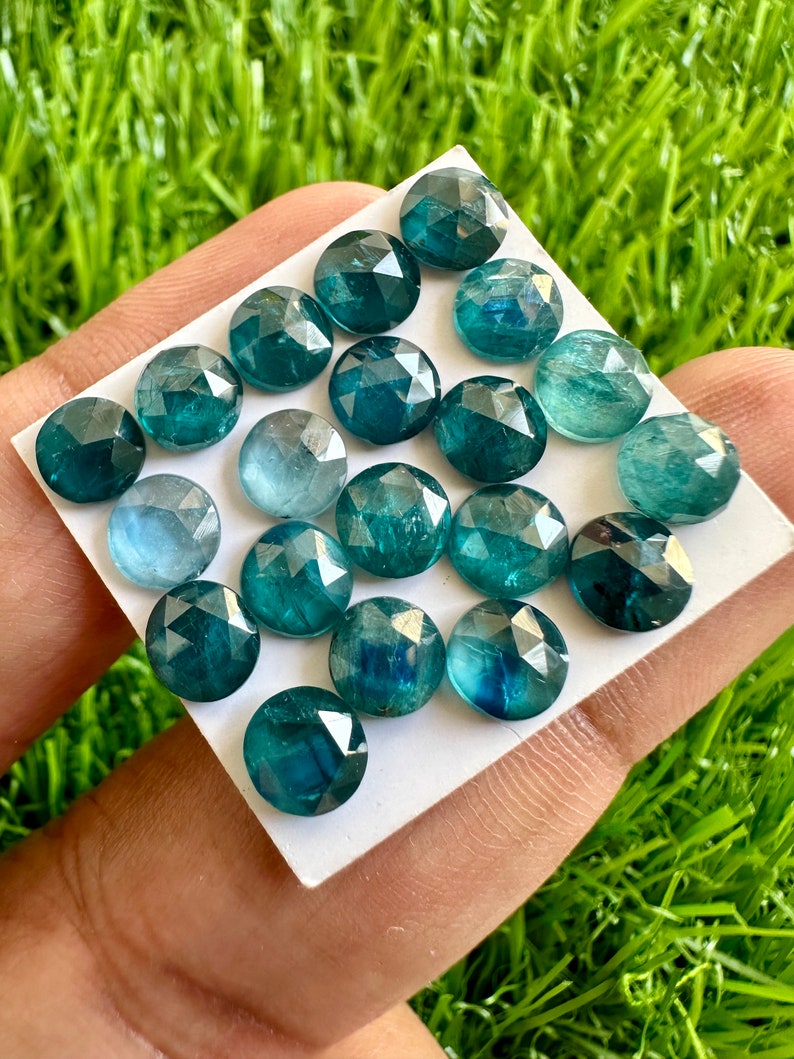 Neon Blue Kyanite Rosecut Cabochons: 6mm Round Gemstone Lot (20 Pcs) - Etsy