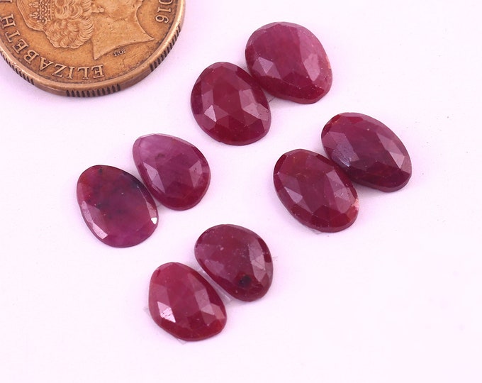 Genuine Ruby Loose Rose Cut 8pcs Lot for Making Jewelry, Natural Ruby Rose Cut Gemstone, Faceted ...
