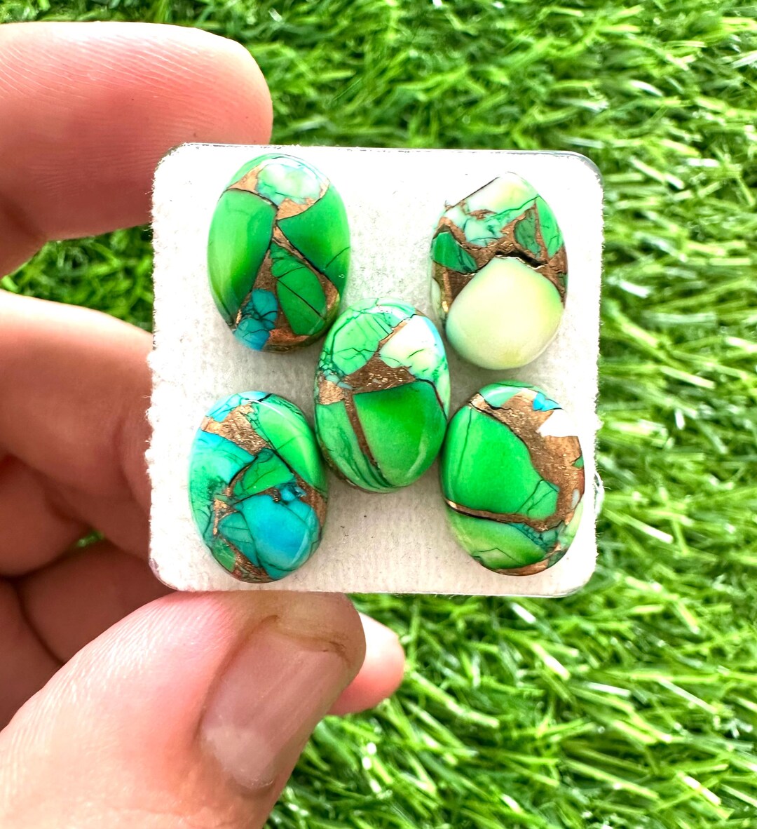 Peacock Candy Copper Turquoise Oval Cabochon: Jewelry Making Supplies ...