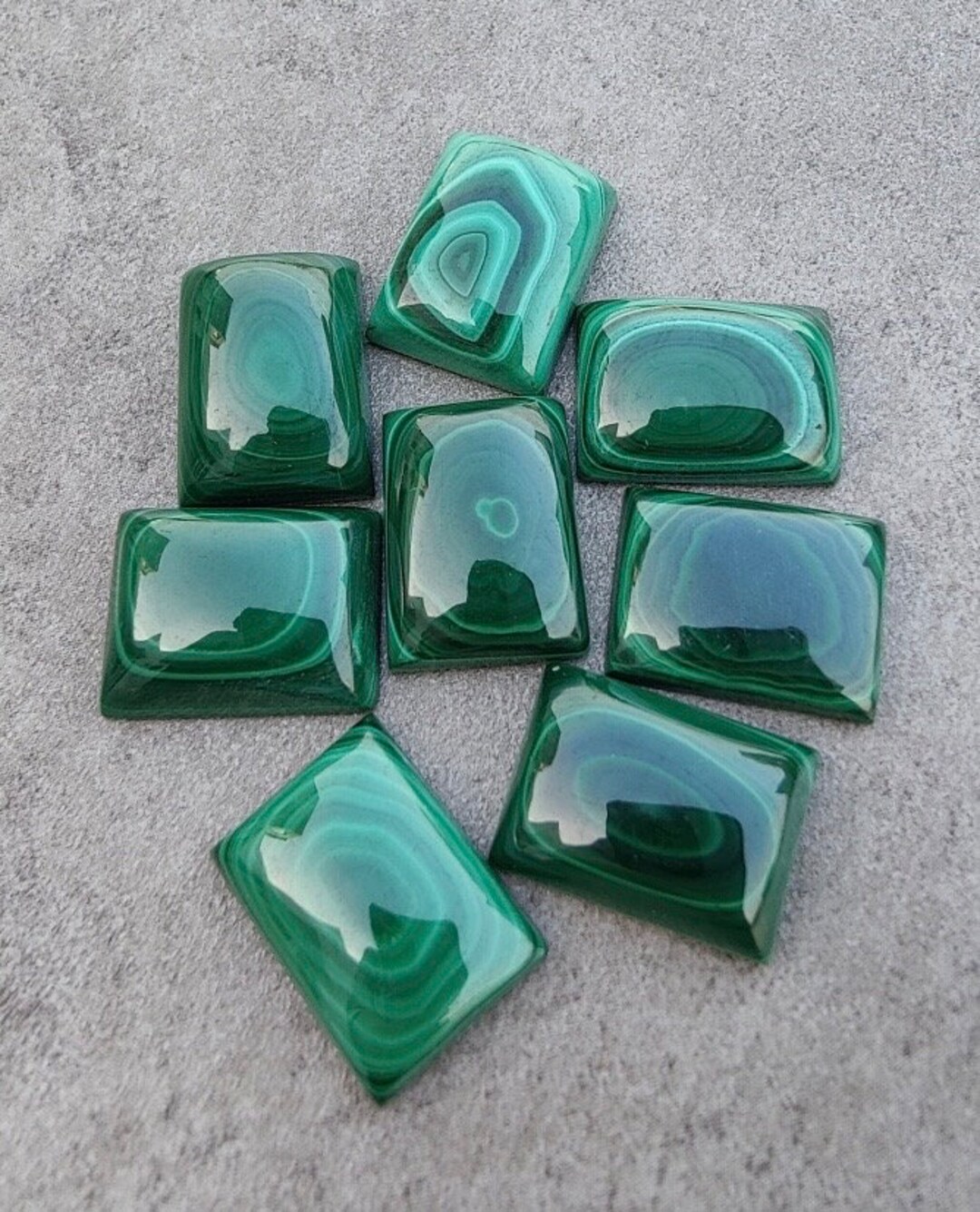 Natural Malachite Rectangle Shape Cabochon 10pcs Pack, Loose Gemstone ...