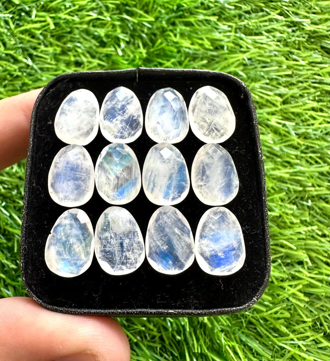 Natural Rainbow Moonstone Rose Cut Cabochons: 8x16 Mm Egg Shape Loose ...