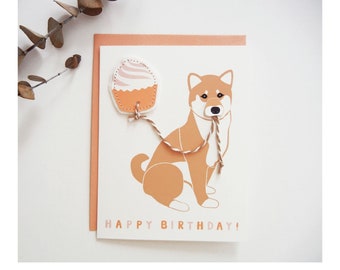 Shiba Inu Happy Birthday Card - Etsy