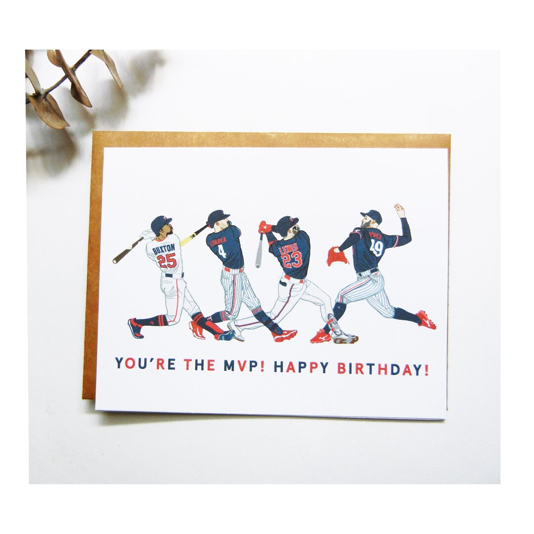 Minnesota Twins Team Father's Day Baseball Players Illustration Card ...