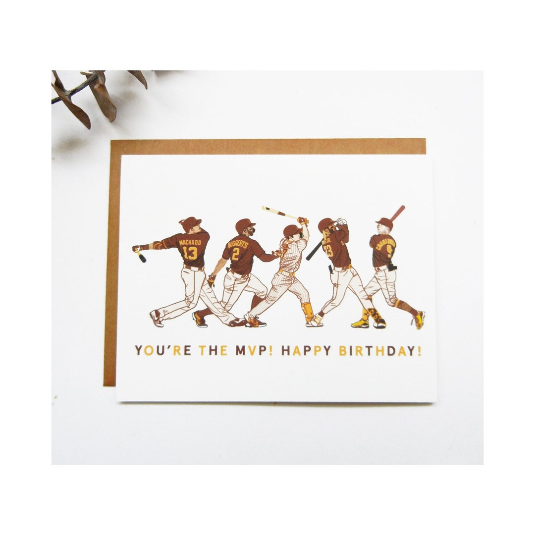 San Diego Padres Team Birthday Baseball Players Illustration Card / You ...