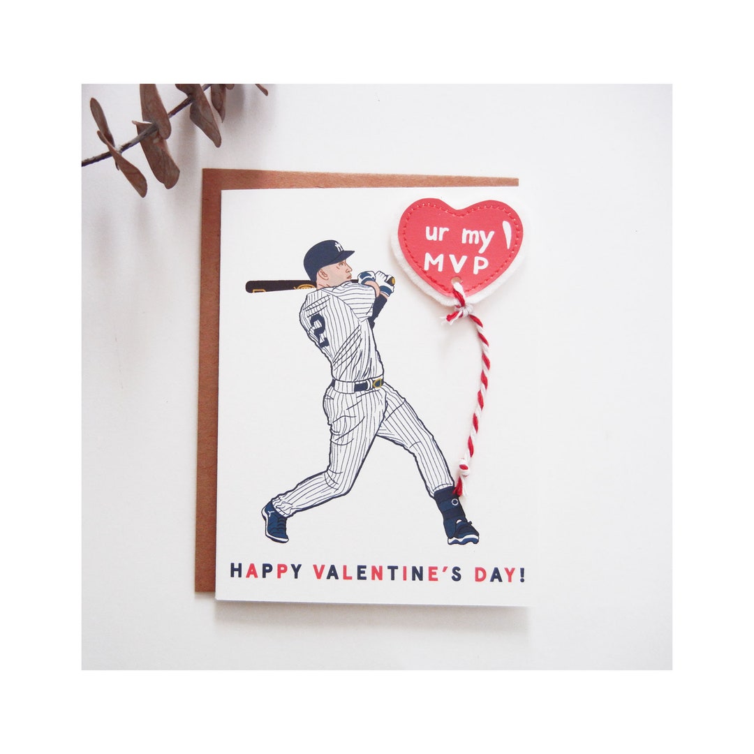Derek Jeter Valentine's Day Baseball Player Original Illustration Card ...