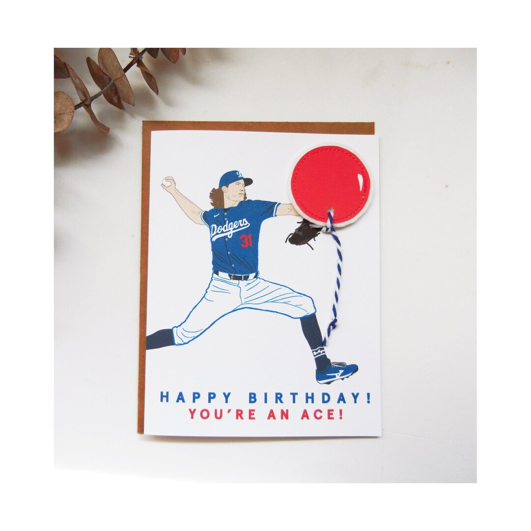 Tyler Glasnow Pitcher Baseball Player Illustration Printed Card / Los ...
