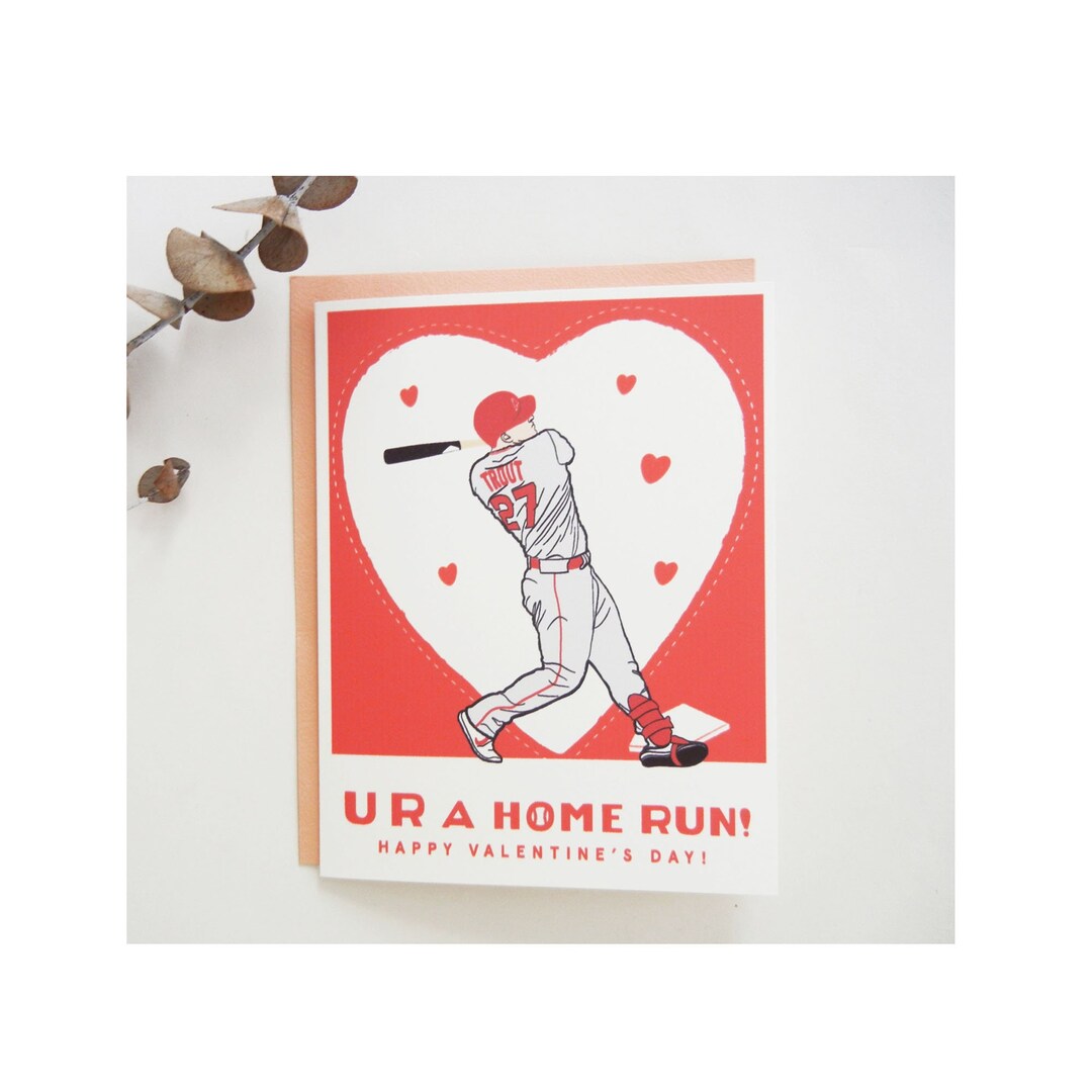 Mike Trout Valentine's Day Baseball Player Illustration Card / UR A ...