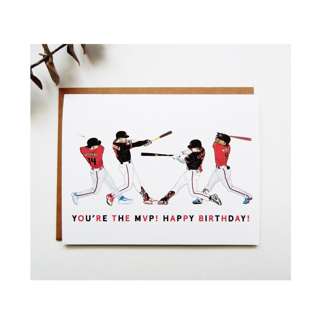 Arizona Diamondbacks Team Birthday Baseball Players Illustration Card ...