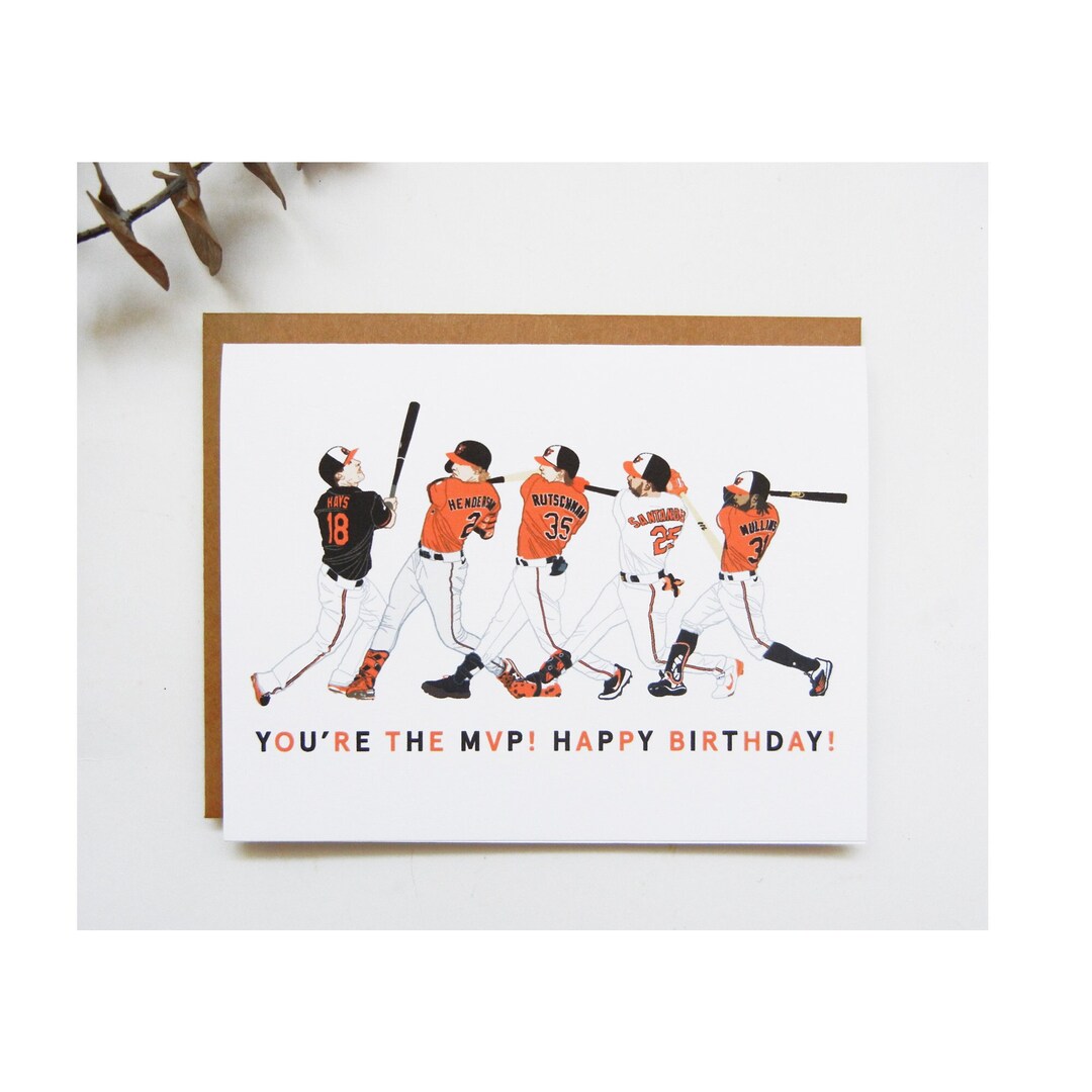 Baltimore Orioles Team Birthday Baseball Illustration Card / You're the ...
