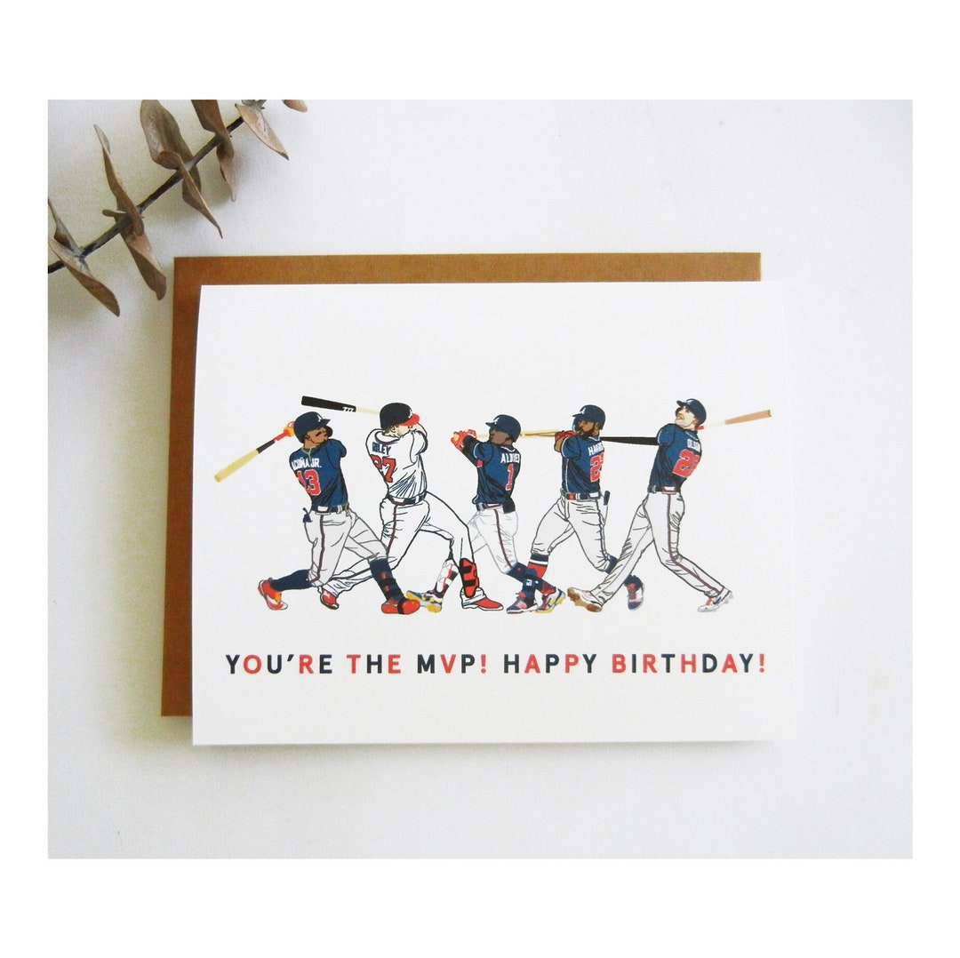 Atlanta Braves Team Birthday Baseball Players Illustration Card / You ...