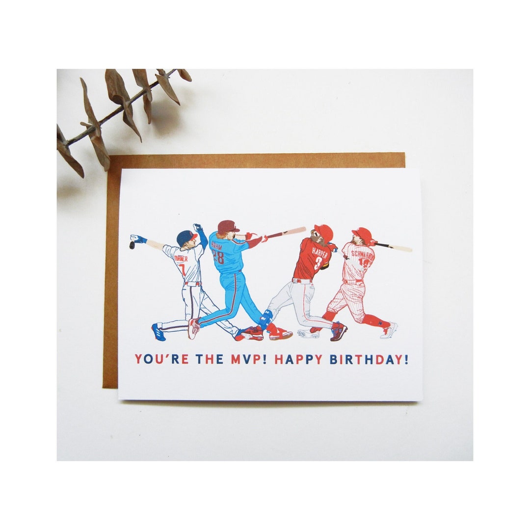 Philadelphia Phillies Team Birthday Baseball Illustration Card / You're ...