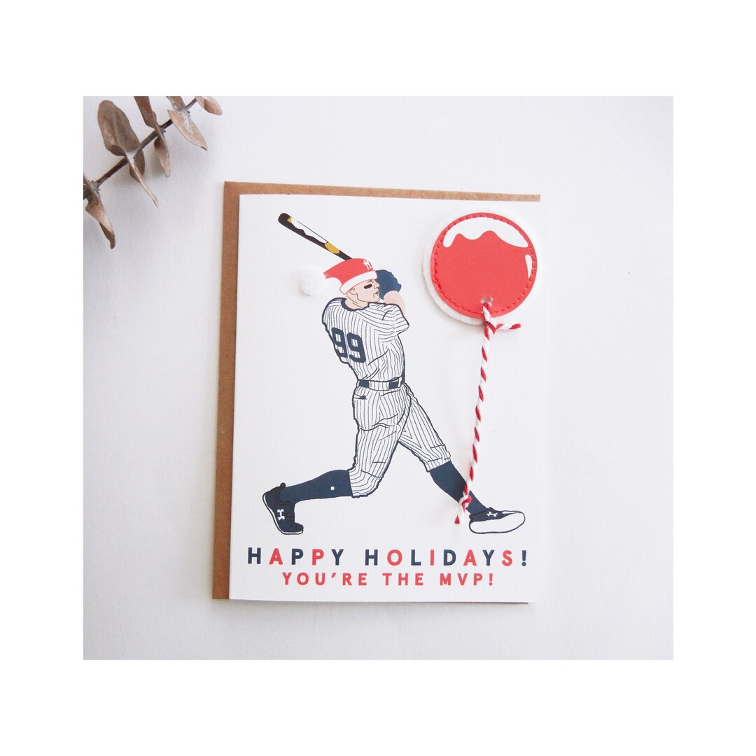 Aaron Judge Holiday Baseball Player Illustration Card / Christmas / New ...