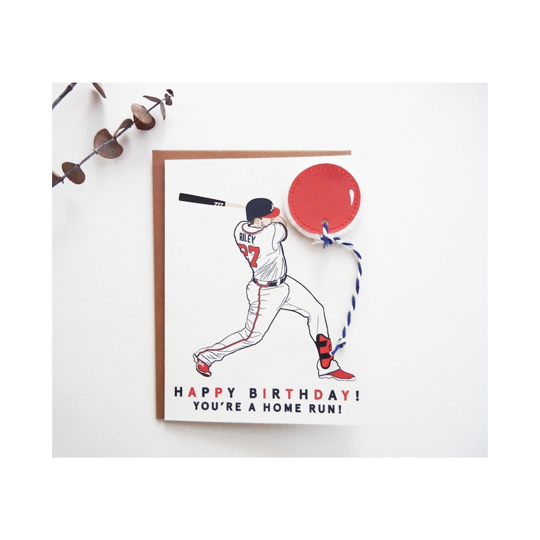 Austin Riley Baseball Player Illustration Card / Atlanta Braves / Happy ...