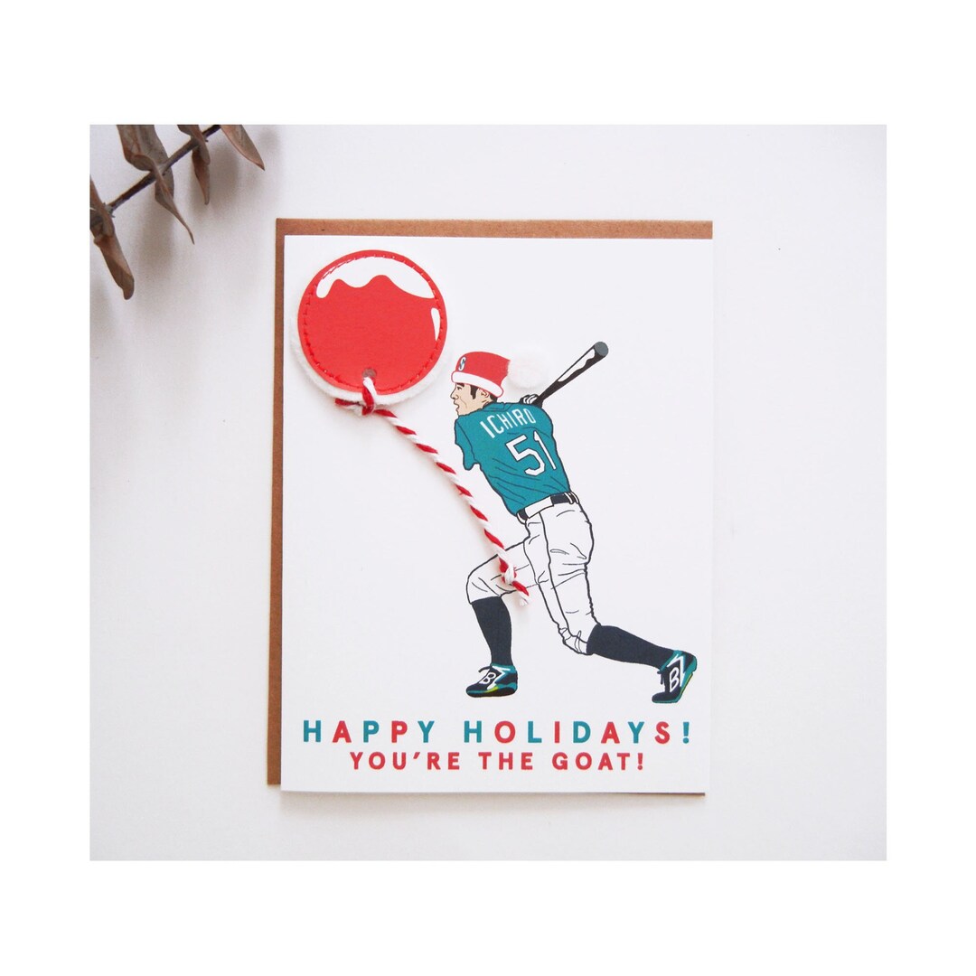 Ichiro Suzuki Holiday Baseball Player Illustration Card / Christmas ...