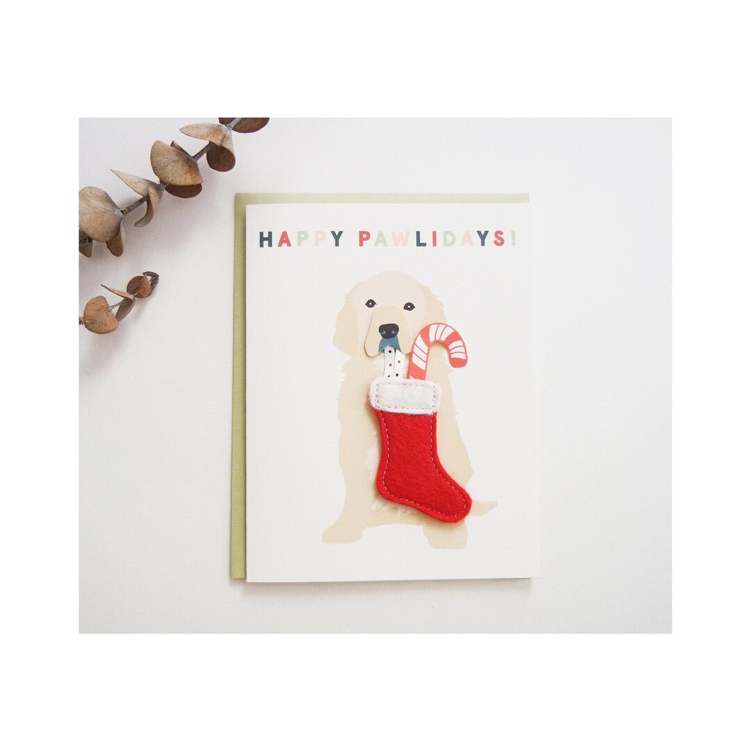 Golden Retriever Labrador Beige Dog Christmas Holiday Card / Happy ...