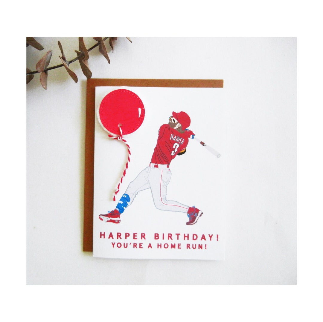 Bryce Harper Baseball Player Printed Illustration Card / Happy Birthday ...