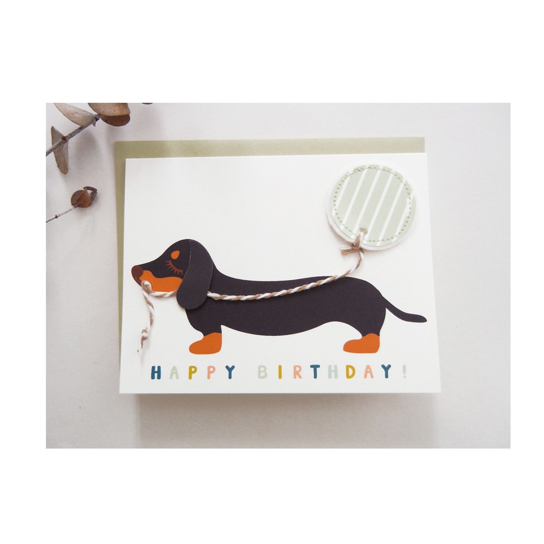 Black Tan Dachshund Doxie Wiener Dog Birthday Card / Mint - Etsy