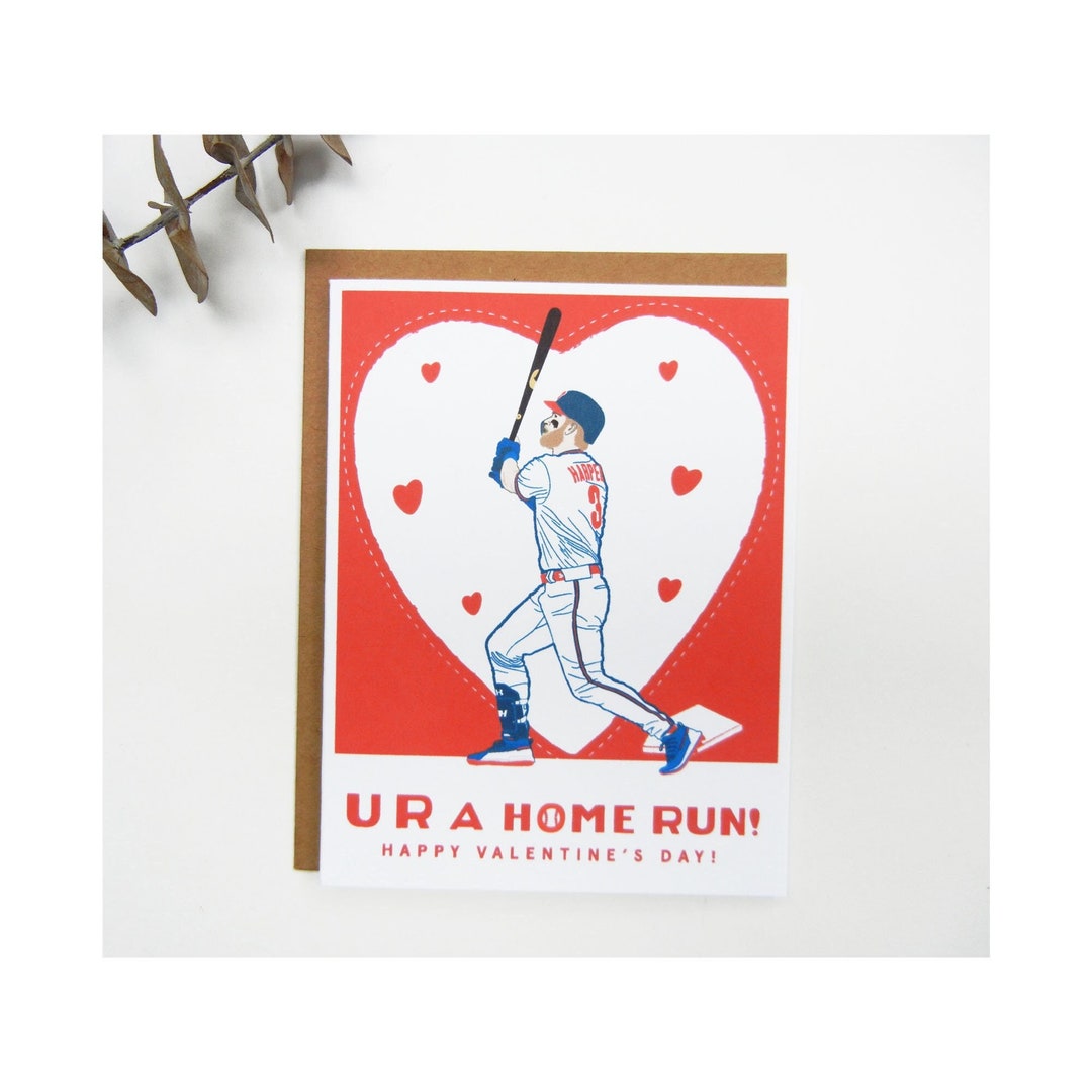 Bryce Harper Valentine's Day Baseball Player Illustration Card / UR a ...