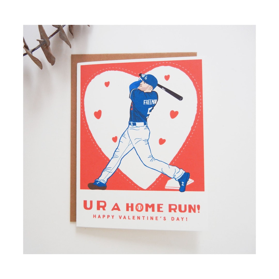 Freddie Freeman Valentine's Day Baseball Player Illustration Card / UR ...