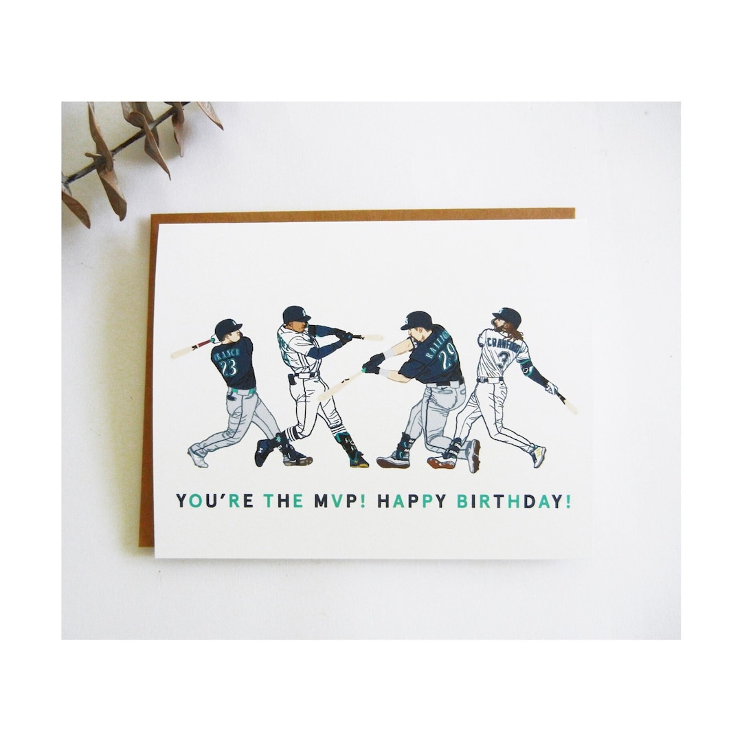 Seattle Mariners Team Birthday Baseball Players Illustration Card / You ...