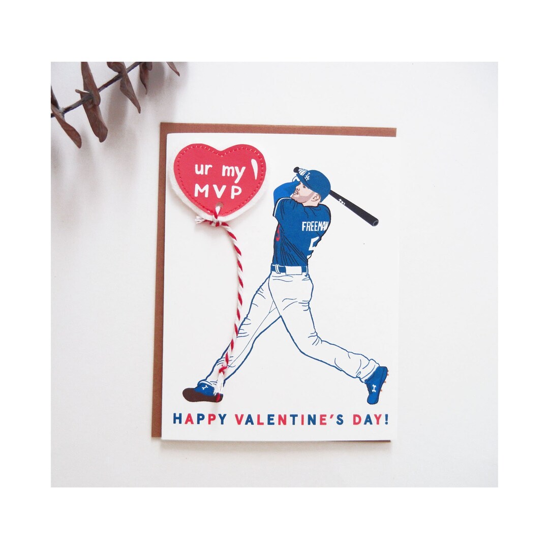 Freddie Freeman Valentine's Day Baseball Player Original Illustration ...