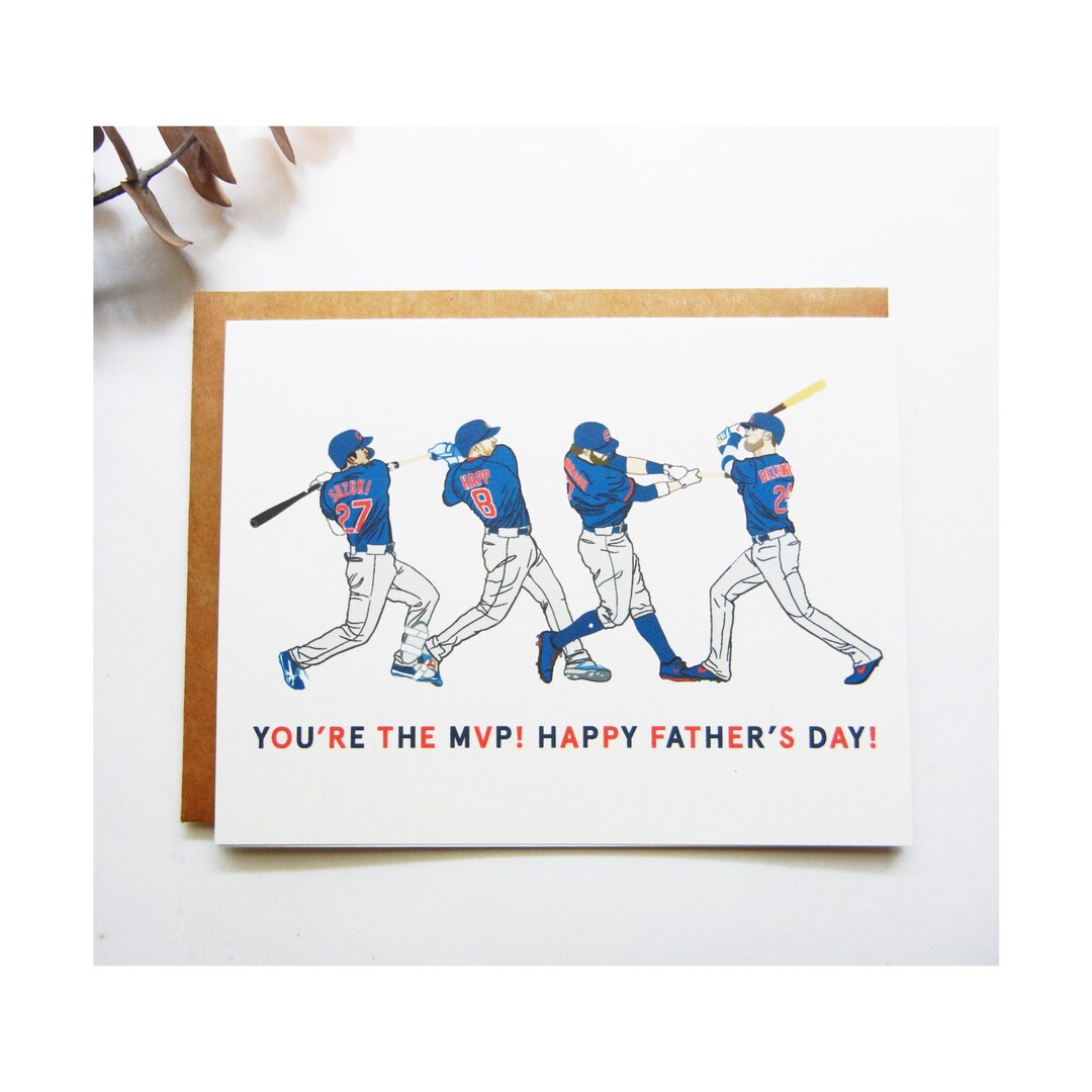 Chicago Cubs Team Father's Day Baseball Players Illustration Card / You ...