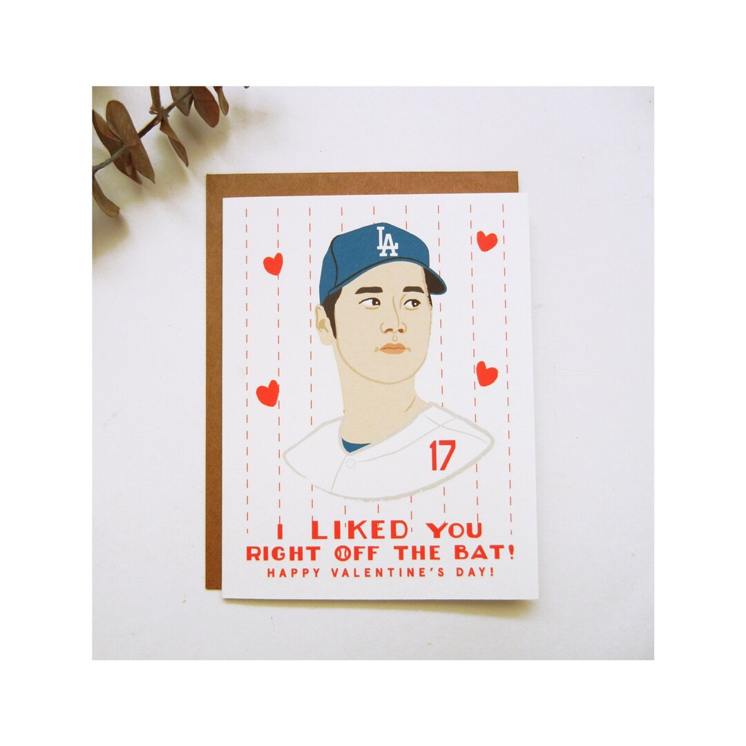 Shohei Ohtani Baseball Player Illustration Card / Happy Valentine's Day ...