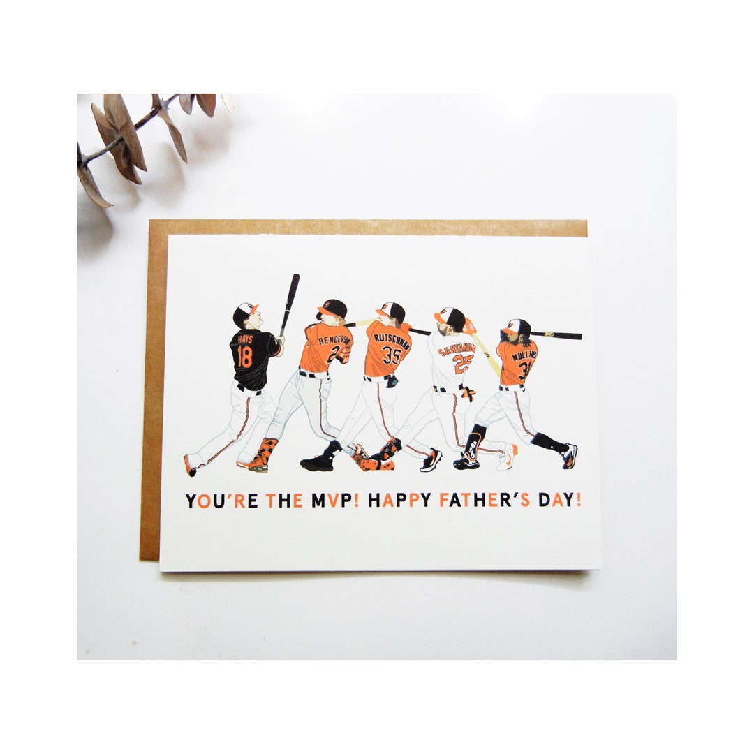 Baltimore Orioles Team Father's Day Baseball Illustration Card / You're ...