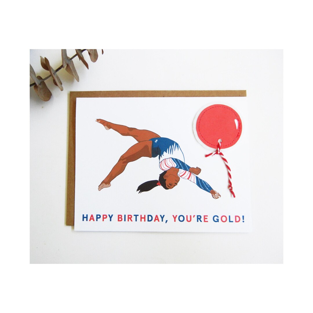 Simone Biles Gymnastics Olympics Gymnast Original Illustration Card ...