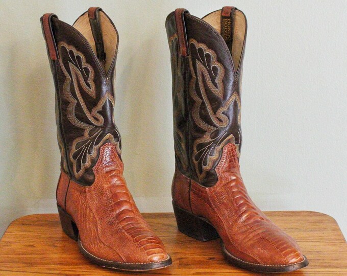 Retro Ostich Vamp Men's Cowboy Boots Men's Western Boots by HONDO With ...