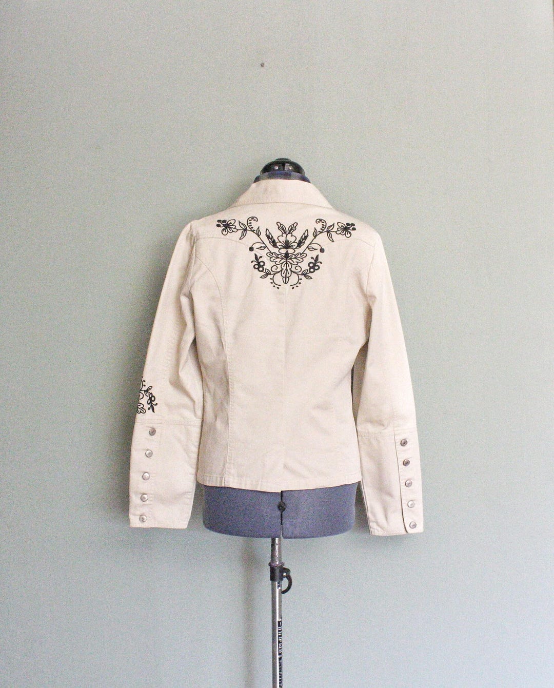 ROPER Wheat Denim Western Jacket: Floral Embroidered Cowgirl Coat, M - Etsy