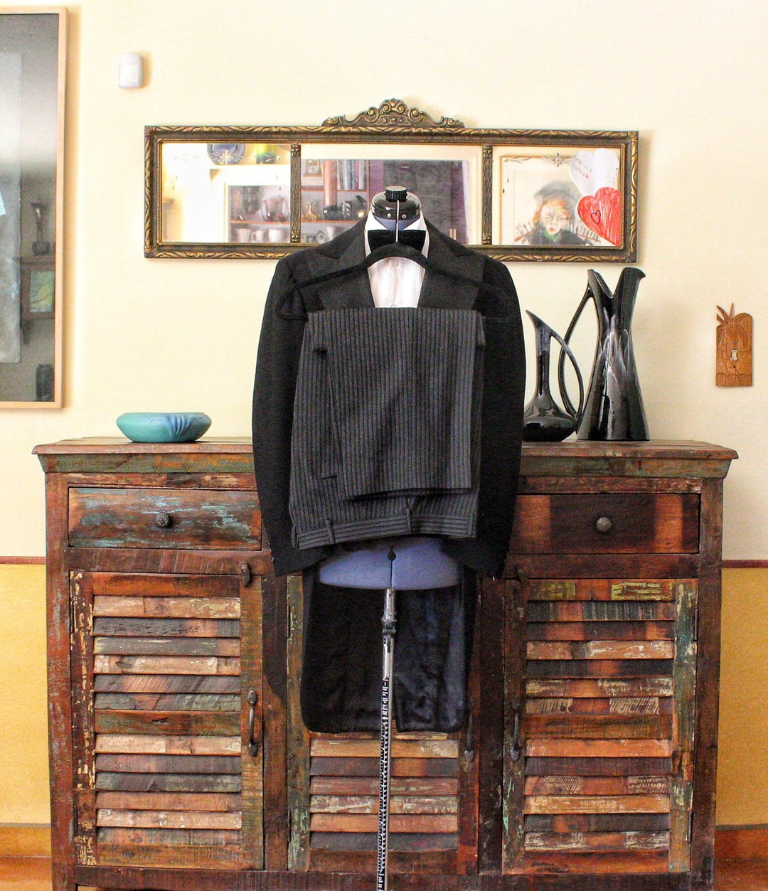 1940's-50's Black Wool 2 Piece Vintage Men's Waistcoat Tuxedo by ROGERS ...