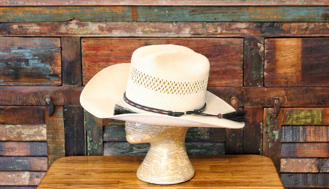 Retro BAILEY Woven Straw Cowboy Hat With Horse Hair Band (6-3/4) - Etsy