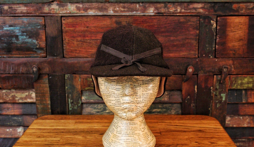 1940's-50's Dark Brown Wool Vintage Men's Cap Boy's Hat With Fold-in ...