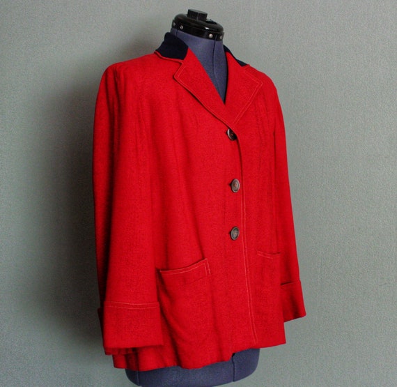 1940's-50's Gorgeous Red, Crease Resisting Irish Line… - Gem