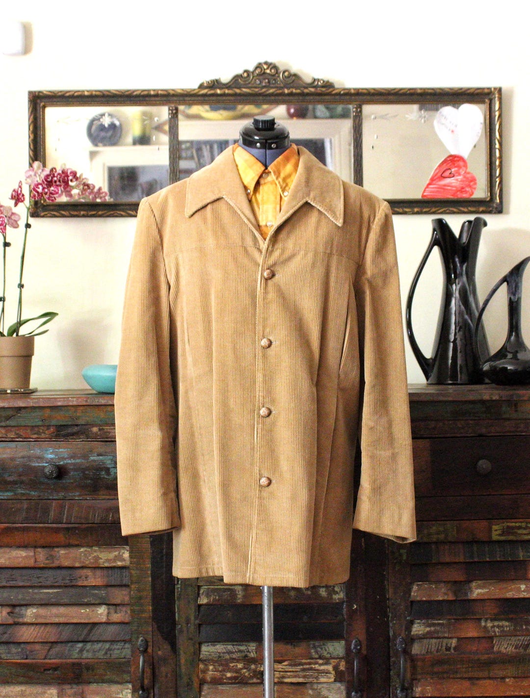 1960's-70's Super Cool Tan 100% Cotton Corduroy Vintage Men's Jacket by ...