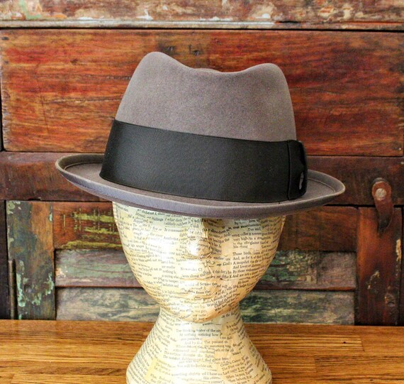 1950's-60's Gray Felt Vintage Men's Fedora Stingy Bri… - Gem