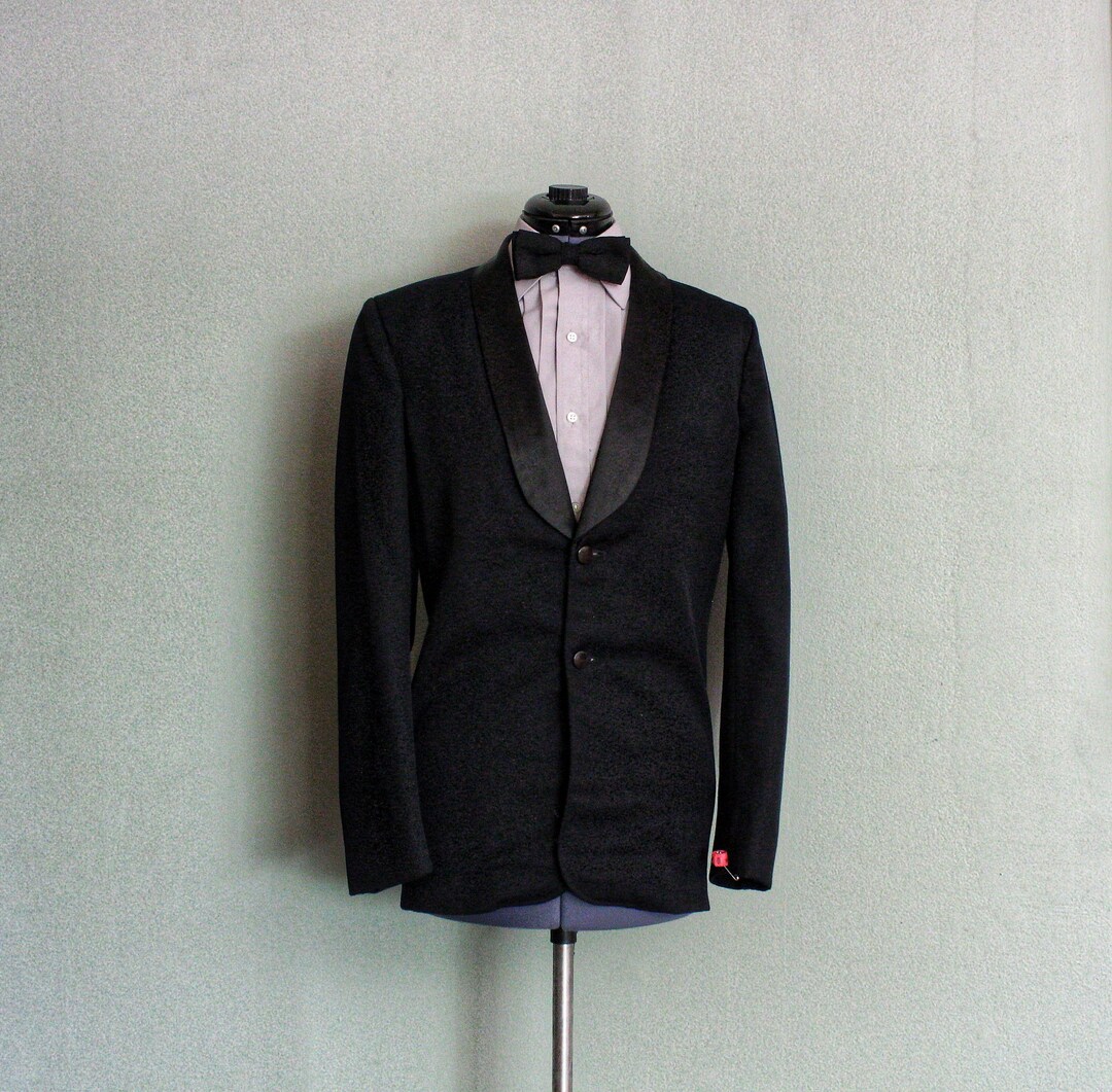 1950's-60's Black Wool Vintage Bellman's Jacket Tuxedo Jacket by ...