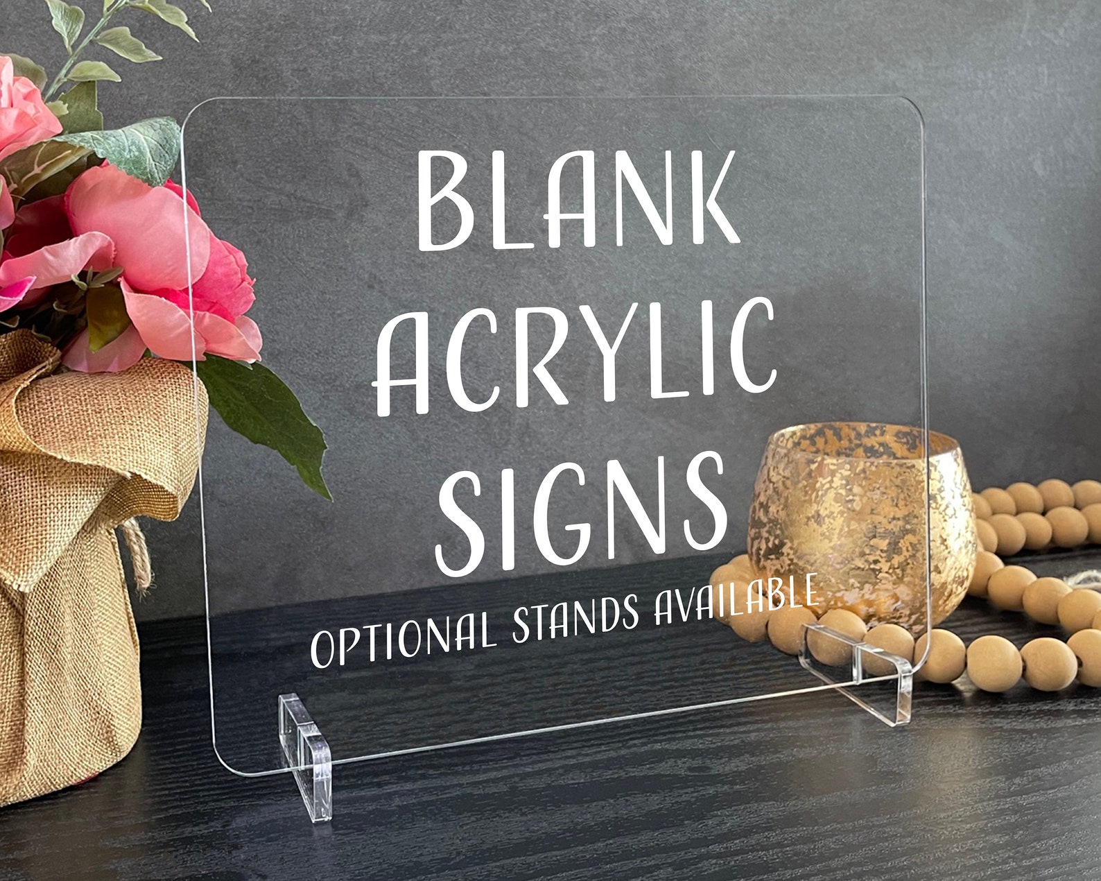 Blank Acrylic Table Sign With Optional Stands, Blank Table Numbers Sign ...