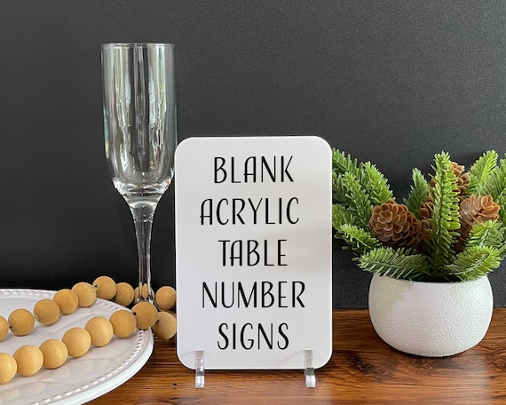 Blank Acrylic Table Sign With Optional Stands Blank Table - Etsy