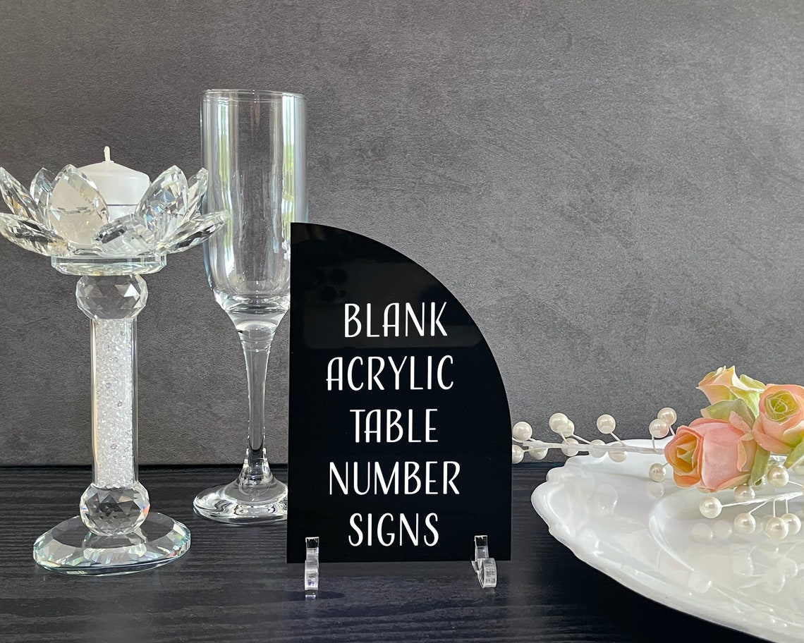Blank Acrylic Table Sign With Optional Stands, Blank Table Numbers Sign ...