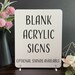 Blank Acrylic Table Sign With Optional Stands Blank Table - Etsy
